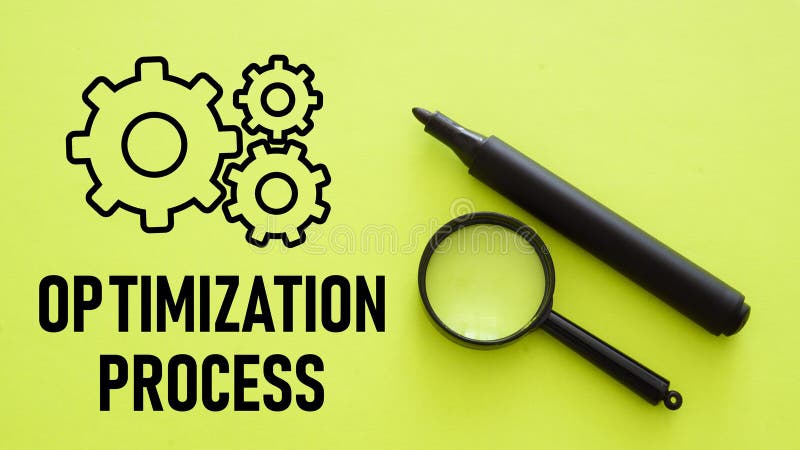 Optimization Process is Shown Using the Text and Picture of Gears Stock ...
