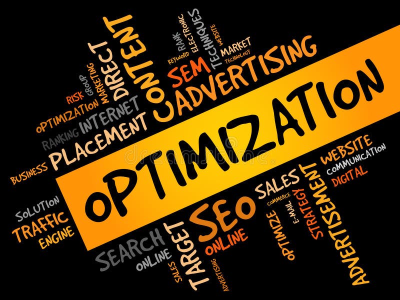 OPTIMIZATION word cloud stock illustration. Illustration of ...