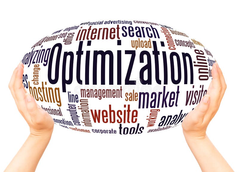 Optimization Word Cloud and Hand with Marker Concept Stock Photo ...