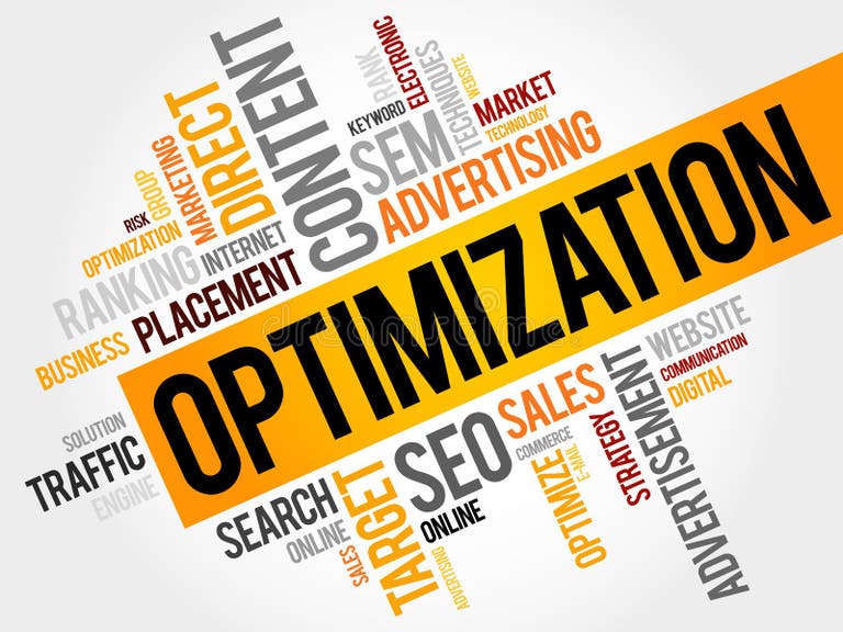 OPTIMIZATION word cloud stock illustration. Illustration of expert ...