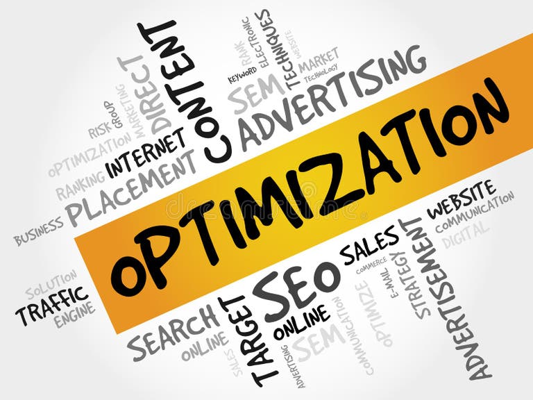 OPTIMIZATION word cloud stock illustration. Illustration of list ...