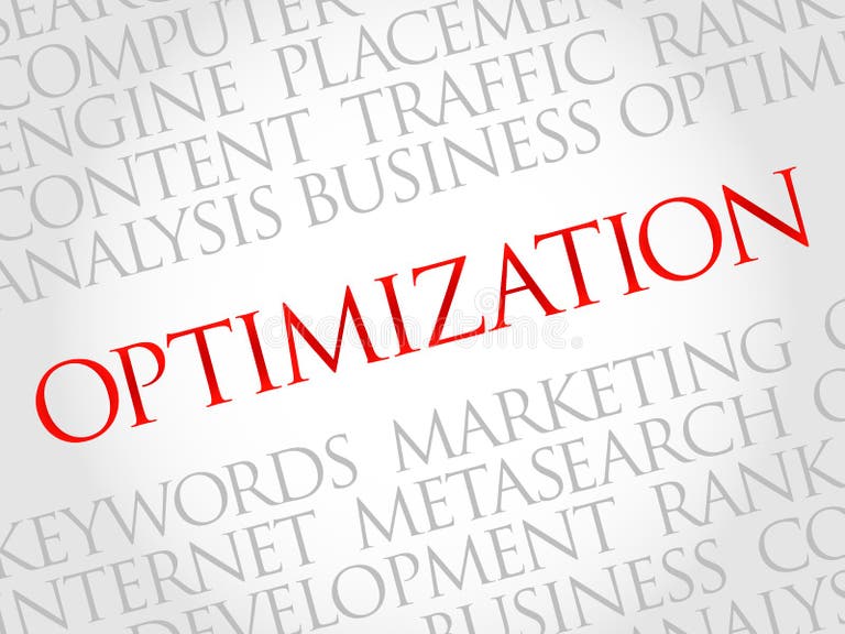 OPTIMIZATION word cloud stock illustration. Illustration of list ...