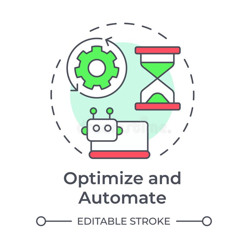 Optimize and Automate Multi Color Concept Icon Stock Illustration ...