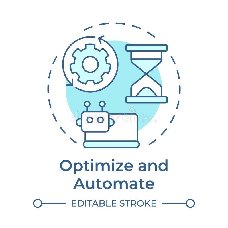 Optimize and Automate Soft Blue Concept Icon Stock Vector - Illustration of icon, aesthetic ...