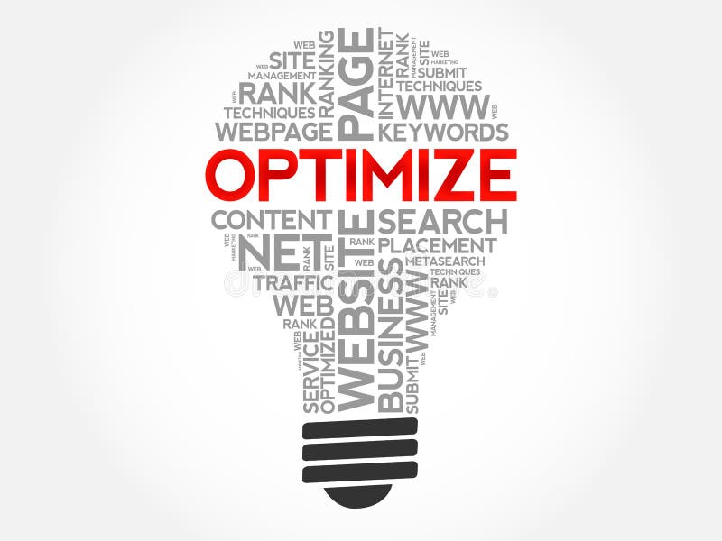 OPTIMIZE Bulb Word Cloud Collage Stock Illustration - Illustration of ...