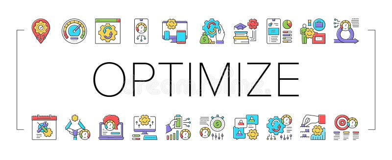 Optimize Operations Collection Icons Set Vector . Stock Vector ...