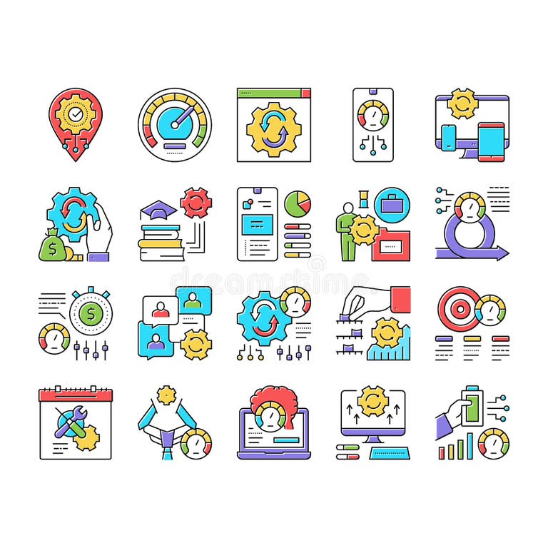 Optimize Operations Collection Icons Set Vector . Stock Vector ...
