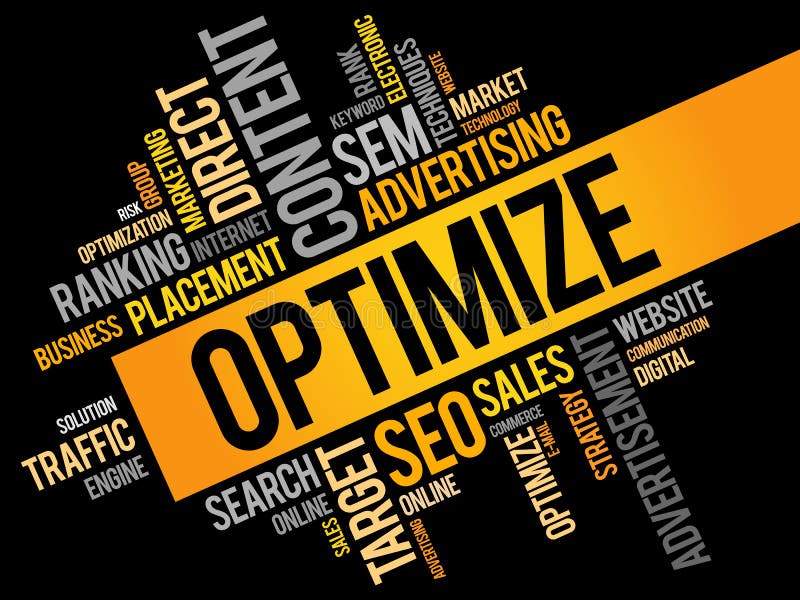 OPTIMIZE Word Cloud Background Stock Illustration - Illustration of ...