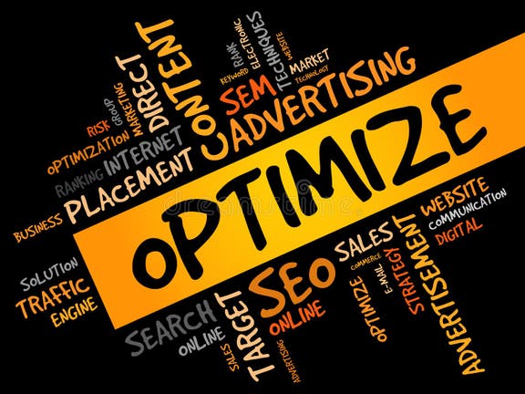 OPTIMIZE word cloud stock illustration. Illustration of marketing ...