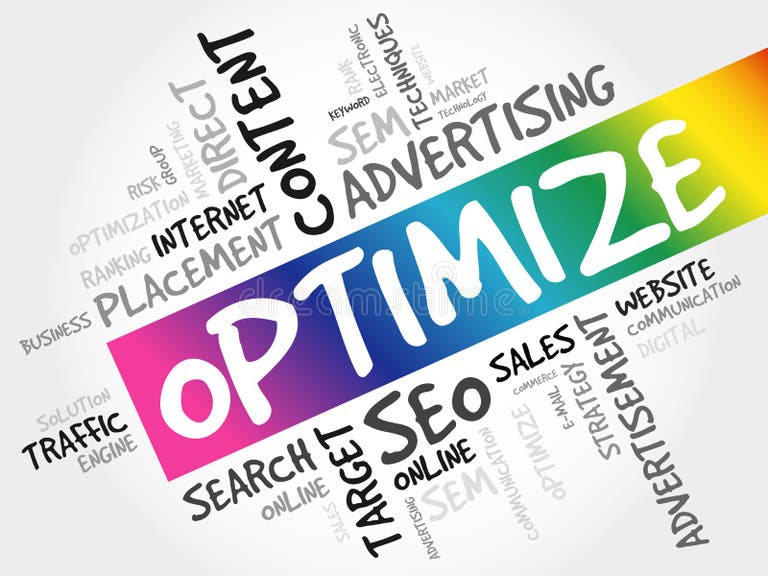 OPTIMIZE Word Cloud Collage Stock Illustration - Illustration of ...