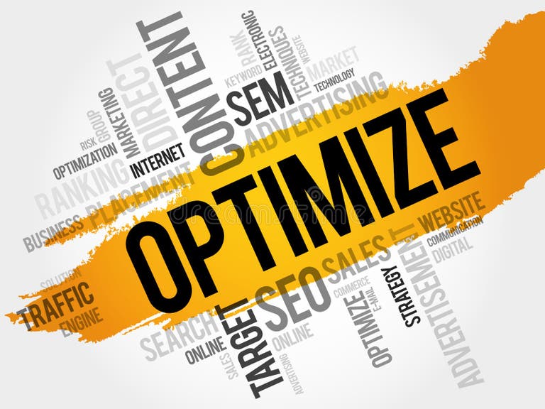 OPTIMIZE word cloud stock illustration. Illustration of decoration ...