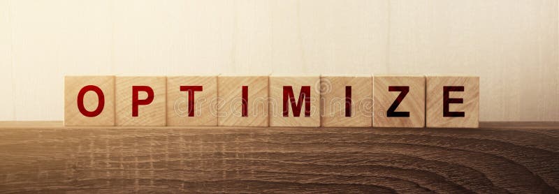 OPTIMIZE Words from Wooden Blocks with Letters. SEO Search Engine ...