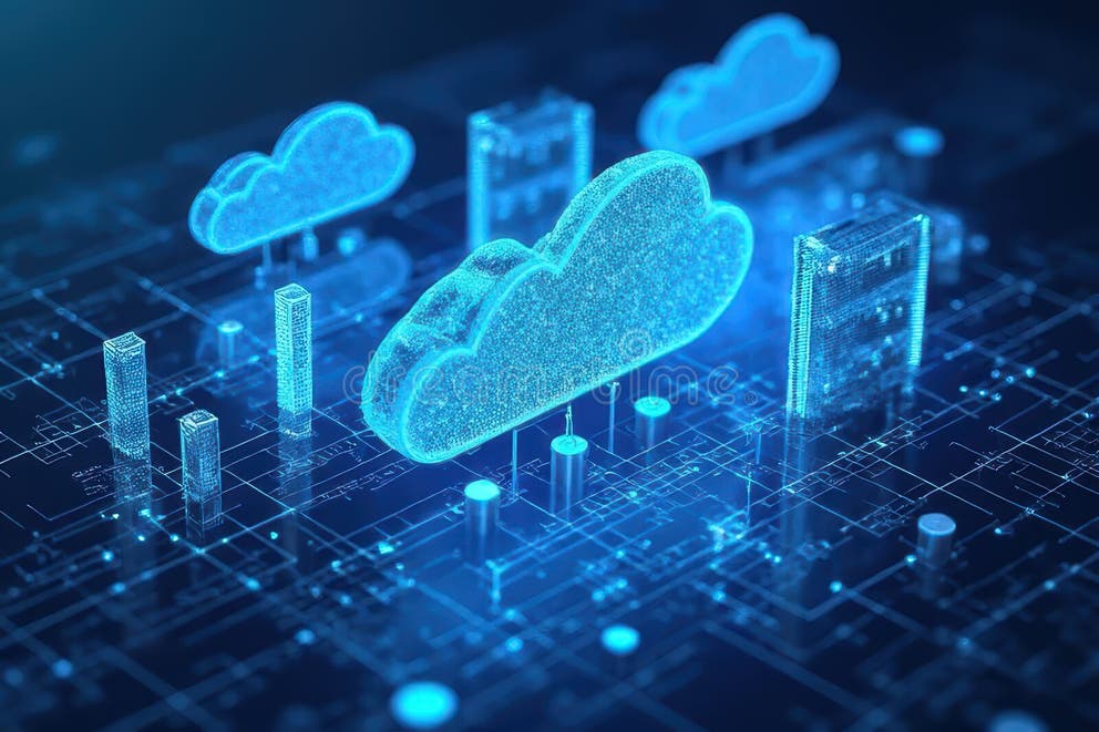 Optimized Cloud Architecture and Data Management Stock Illustration - Illustration of technology ...