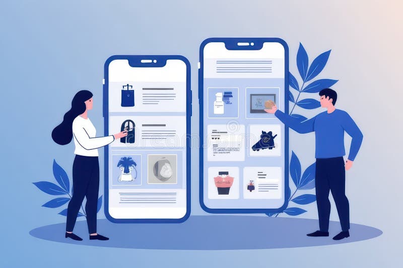 Optimized E-Commerce App Interface Design Stock Illustration ...