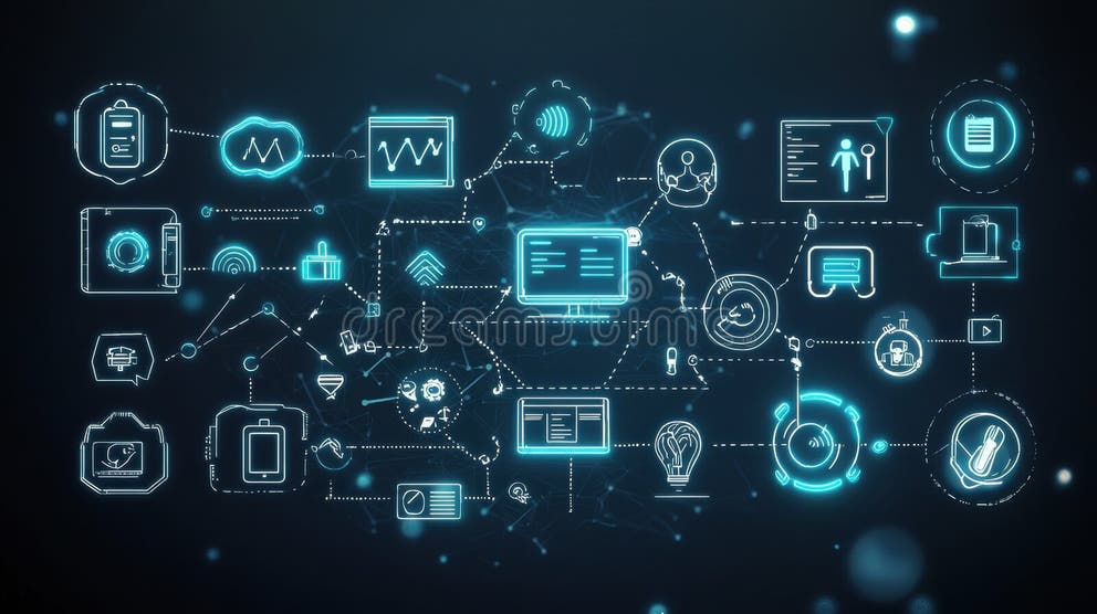 Optimized Technical Support and Customer Service Workflow Icons on a ...