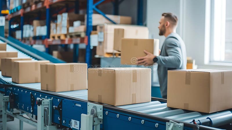 Efficient Warehouse Logistics with Automated Conveyor Belt and Package ...