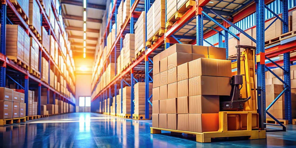 Optimized Warehouse Storage Modern Shelves Forklift and Efficient ...