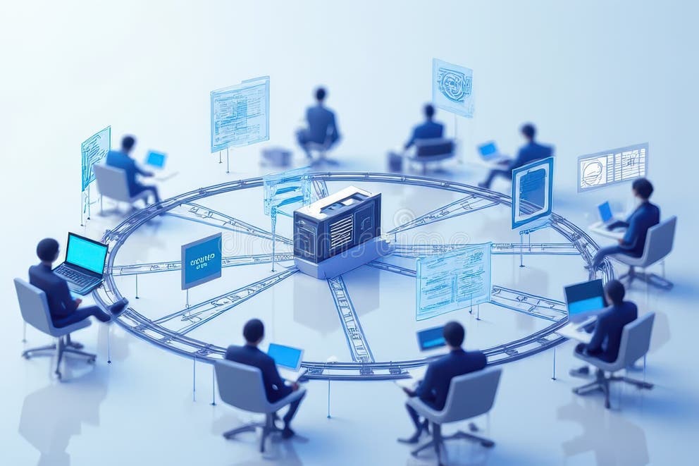 Optimized Workflow through Automation Stock Illustration - Illustration ...