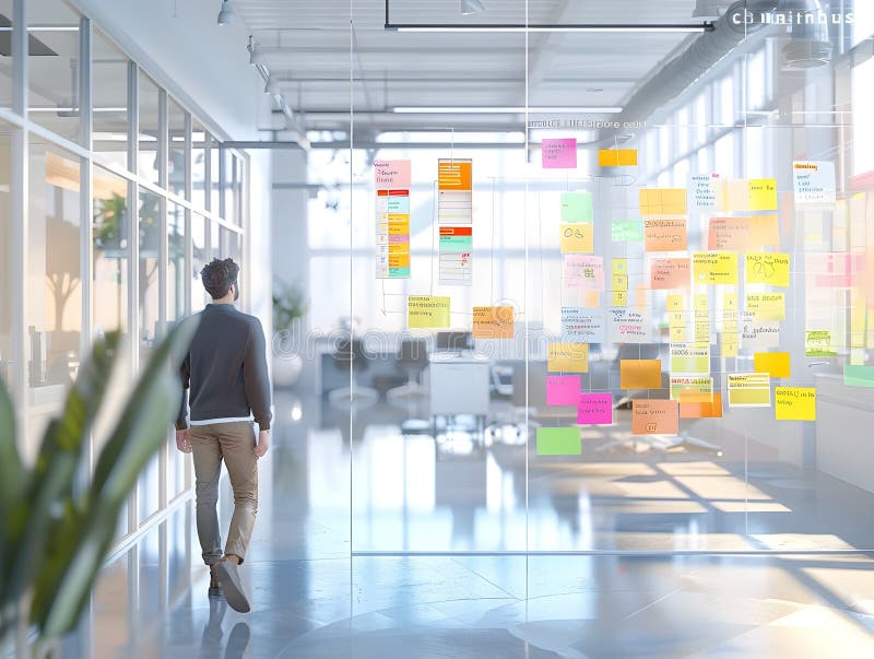 Optimized Workspace Executive Reviewing Color Coded Schedules and Notes ...