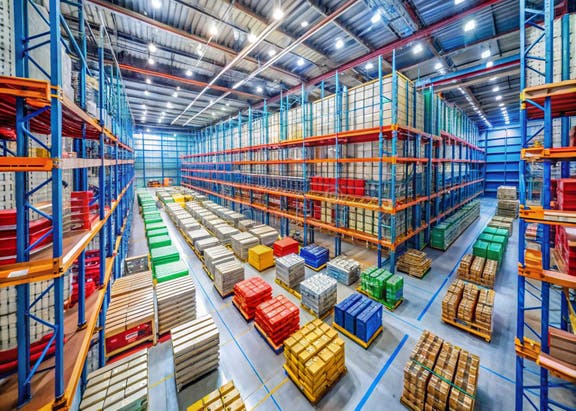 Optimizing Warehouse Efficiency Aerial Perspective of a Perfectly Organized Storage System ...
