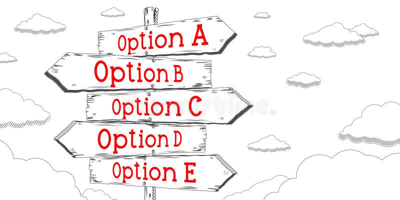 Option a, Option B - Outline Signpost with Two Arrows Stock ...
