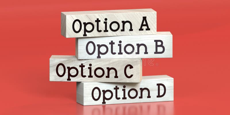Option a, B, C or D - Words on Wooden Blocks Stock Illustration ...