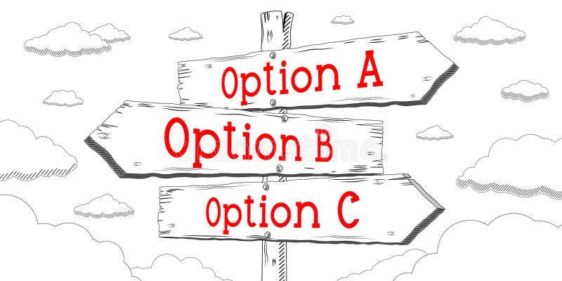 Option a, B or C - Outline Signpost with Three Arrows Stock ... Option a, B or C - Outline Signpost with Three Arrows Stock ...