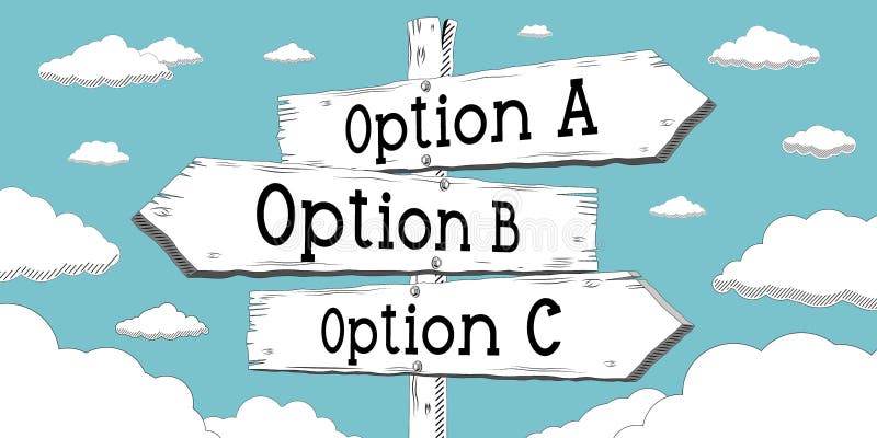 Option a, B or C - Outline Signpost with Three Arrows Stock ... Option a, B or C - Outline Signpost with Three Arrows Stock ...