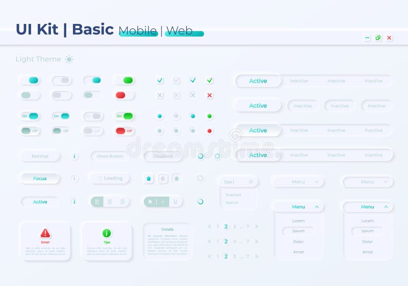 Option Buttons UI Elements Kit Stock Vector - Illustration of interface ...