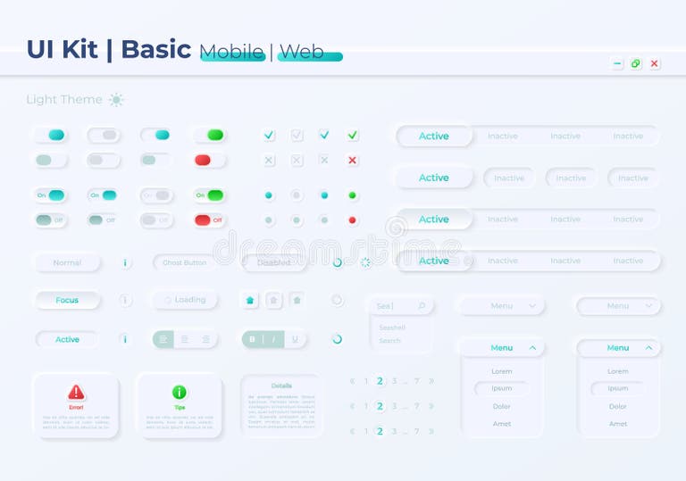 Option Buttons UI Elements Kit Stock Vector - Illustration of interface ...
