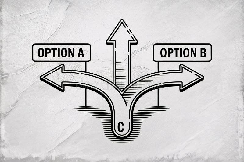 Option C Splits into Divergent Paths To Option a and Option B, while ...