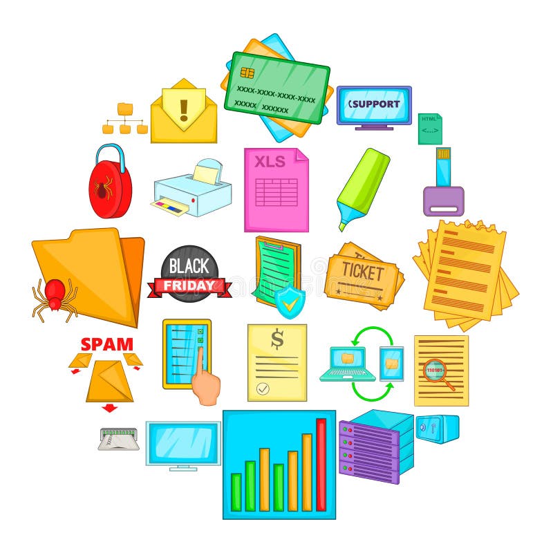 Option Icons Set, Cartoon Style Stock Vector - Illustration of isolated ...