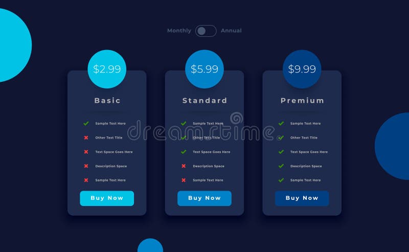 3 Option Pricing Chart Table Template Select and Buy Plan Stock ...