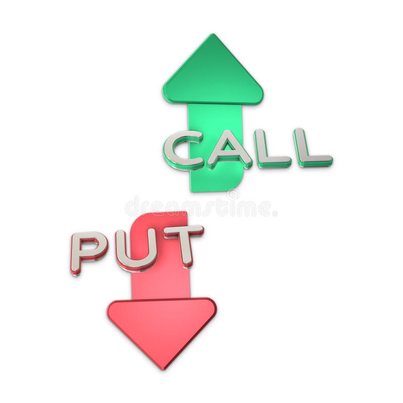 Option Put and Call Arrows Isolated on White Background. 3D ...