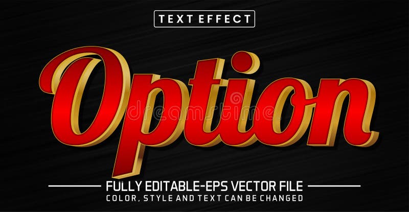 Option Text, Shiny Red Gold Style Editable Text Effect Stock ...