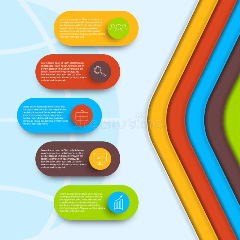 5 Option Vector Template with Place for Text and Icons. Can Be Used for ...