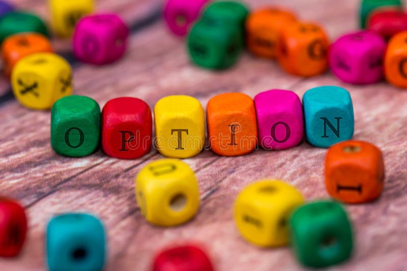 Option - Word Created with Colored Wooden Cubes on Desk Stock Image ...