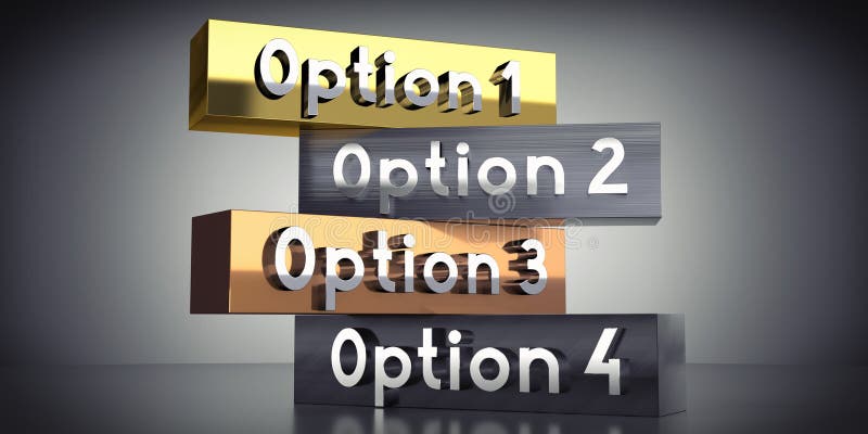Option 1, 2, 3 or 4 - Words on Metal Blocks, Stock Illustration ...