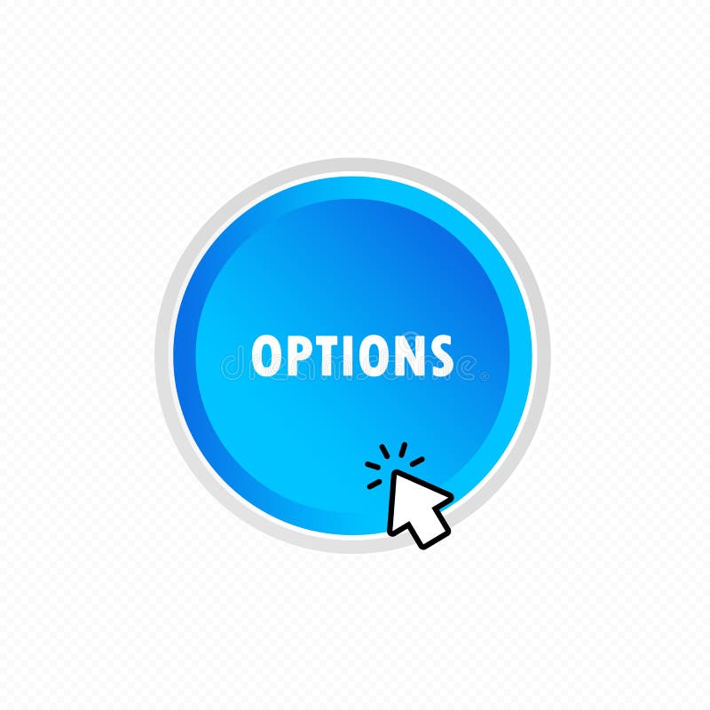 Options Button with Cursor. Vector on Isolated White Background Stock ...