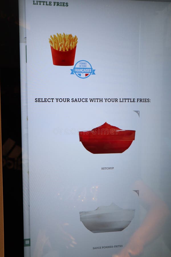 Paris France July 9, 2023 Digital McDonalds Menu Shows French Fries and ...