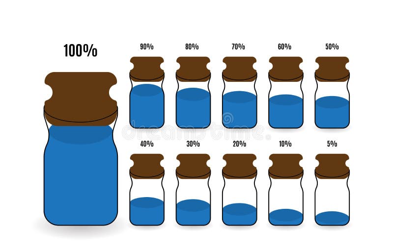 Options for Filling Cans Different Amount of Liquid. Vector Illu Stock ...