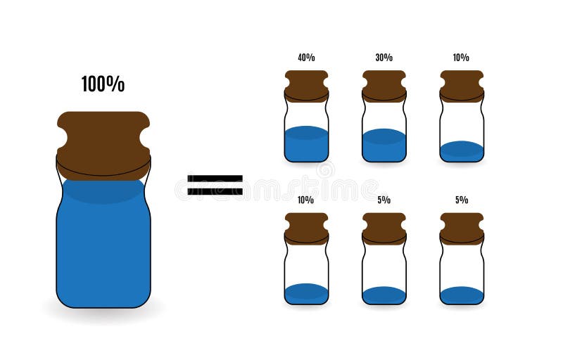 Options for Filling Cans Different Amount of Liquid. Vector Illu Stock ...
