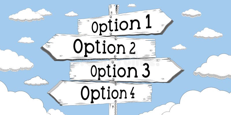 Options 1, 2, 3, 4 - Outline Signpost with Four Arrows Stock ... Options 1, 2, 3, 4 - Outline Signpost with Four Arrows Stock ...