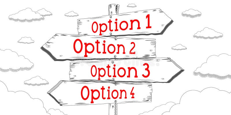 Options 1, 2, 3, 4 - Outline Signpost with Four Arrows Stock ... Options 1, 2, 3, 4 - Outline Signpost with Four Arrows Stock ...