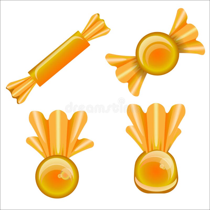 Options for Packaging Candy in Gold Color Stock Vector - Illustration ...