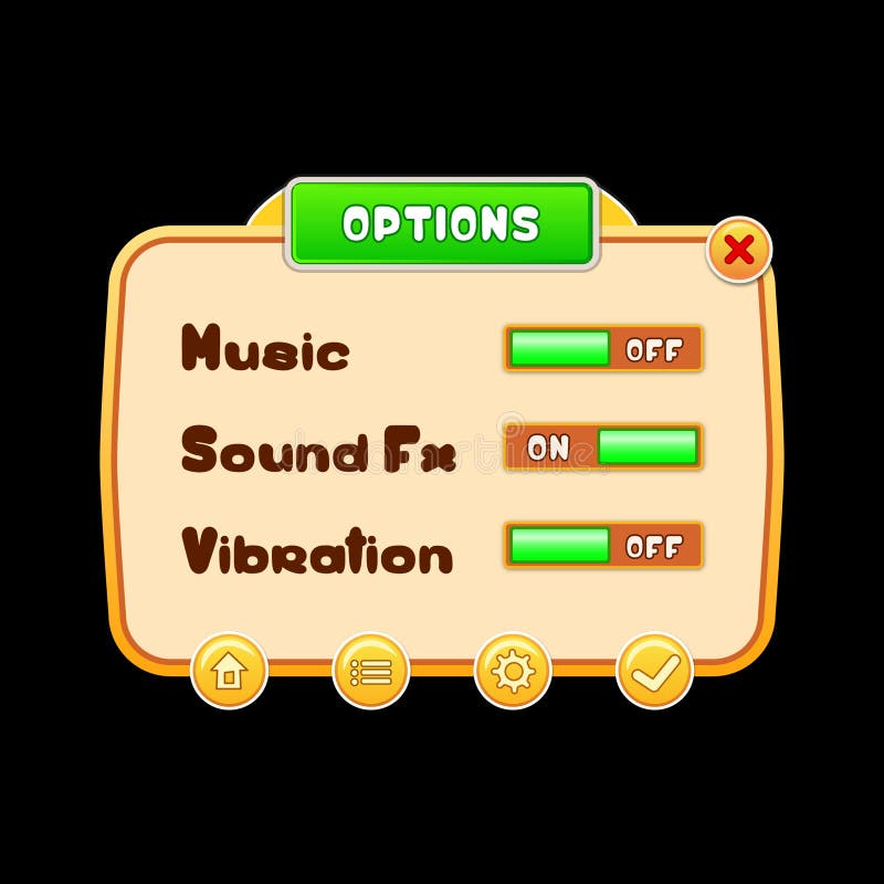 Game Options Select Window for Computer App Stock Vector - Illustration ...