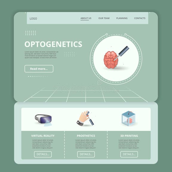 Optogenetics Flat Landing Page Website Template. Virtual Reality ...