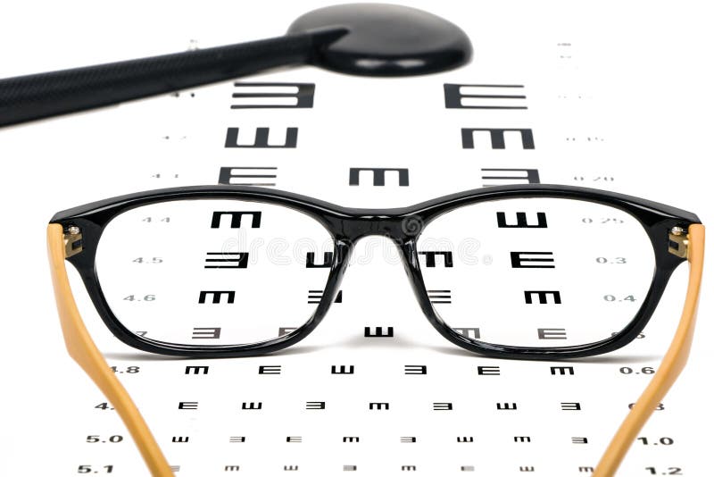 Optometrist Chart and Glasses Stock Photo - Image of alphabet, focus ...