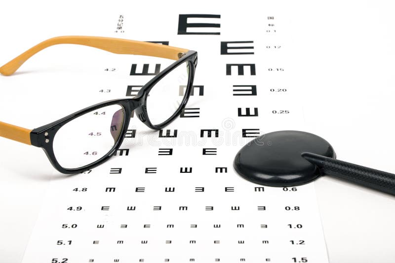 Optometrist Chart and Glasses Stock Photo - Image of diagnostic ...
