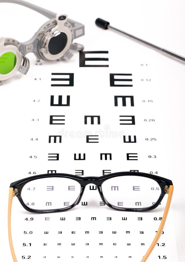 Optometrist Chart and Glasses Stock Photo - Image of vision, health ...